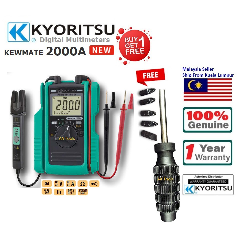Kyoritsu KEWMATE 2000A Digital Multimeter with AC/DC Clamp Sensor 60A ...
