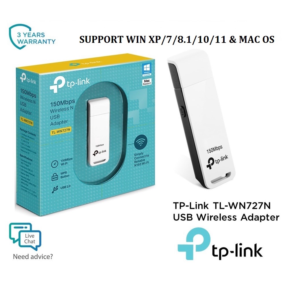 TP-LINK TL- WN727N 150Mbps Wireless N USB Wifi Wi-Fi Dongle Adapter 3 ...