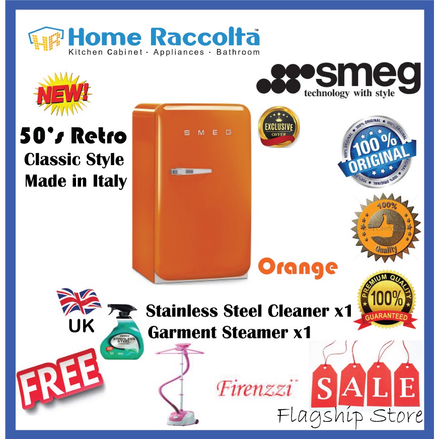 SMEG Fridge FAB5 50's Retro Style Refrigerator Smeg FAB5ROR Orange ...