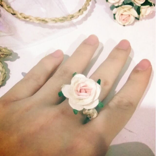 Romantic Pink Rose Flowers Rings For Women Girls Adjustable