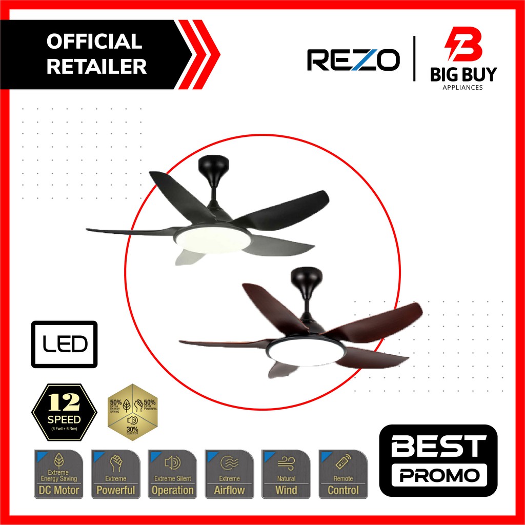 REZO Venzo 46/5B LED with Remote Control Ceiling Fan with Light Extreme ...