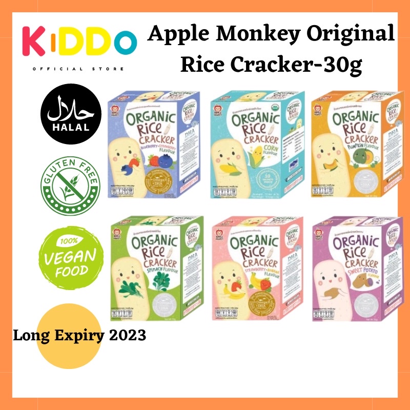 Halal Baby Biscuit - Apple Monkey Rice Cracker 30g ( Expiry date 01/ ...