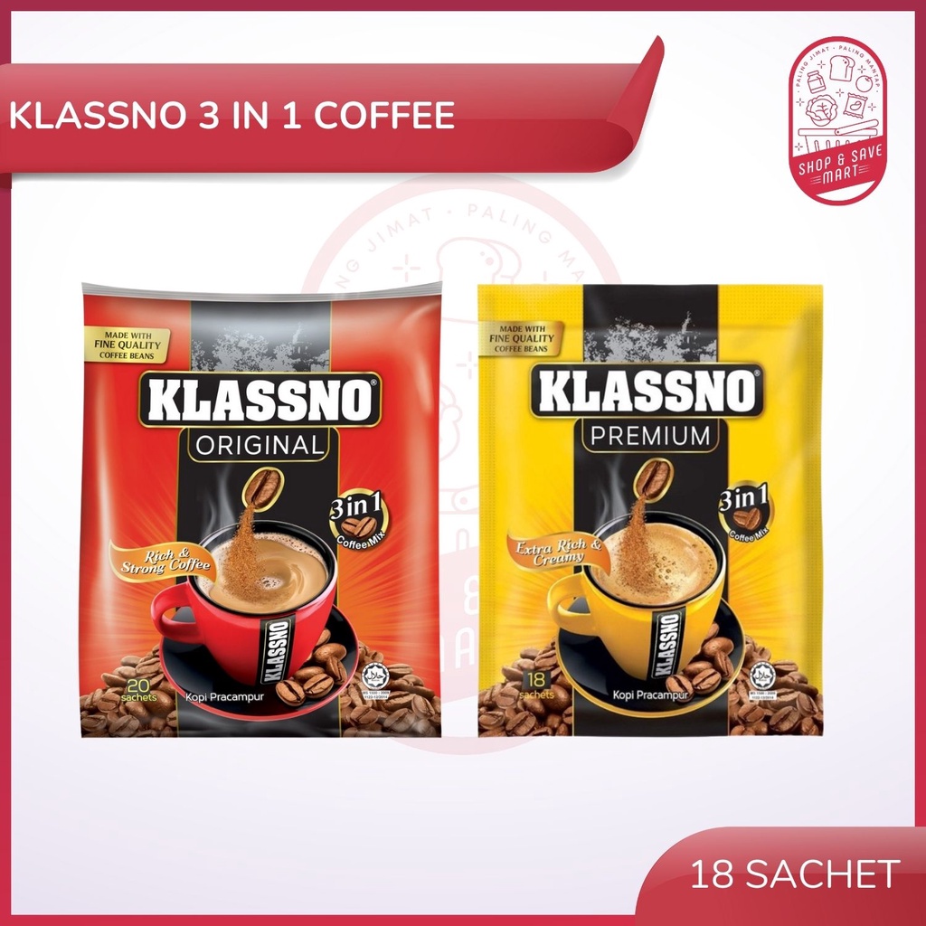 Klassno 3 in 1 Instant Coffee (Flavor: Premium 18s / Original 20s ...