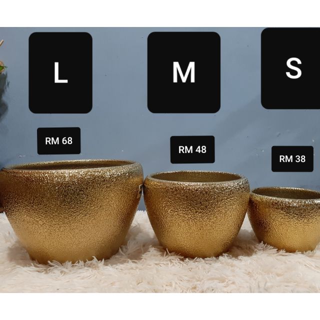 Pasu ceramik Gold design Baru Viral saiz L | Shopee Malaysia