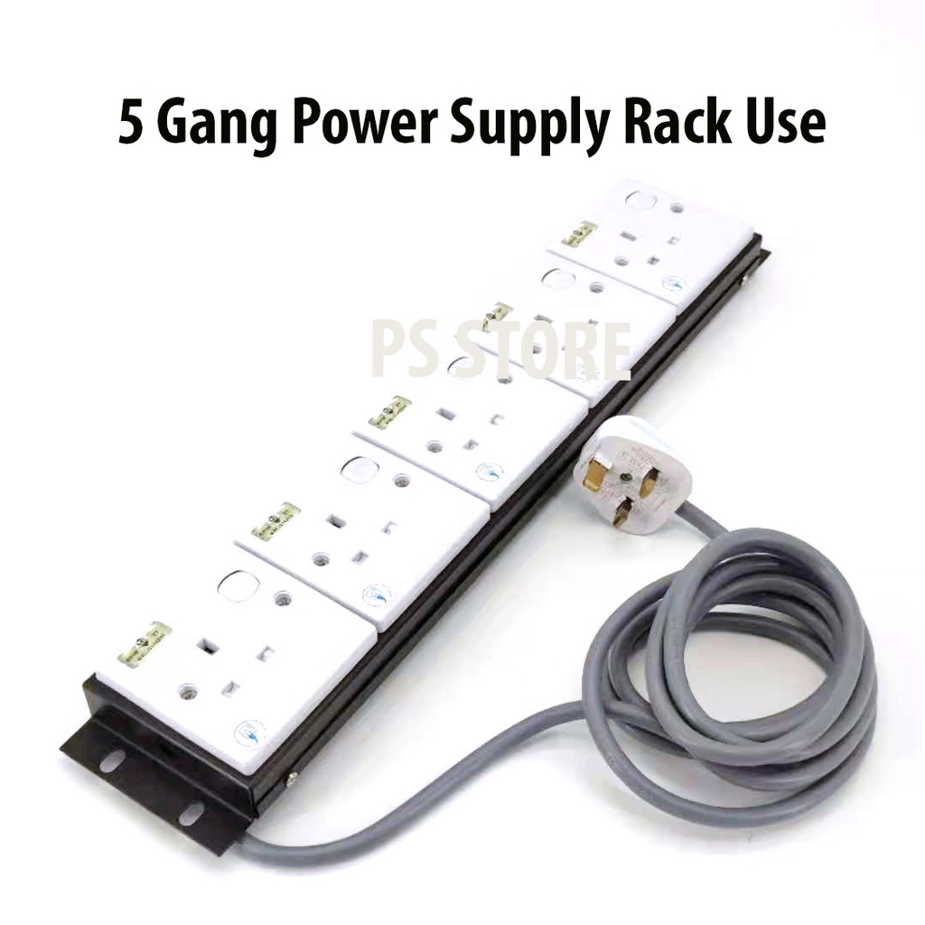 5 Gang Power Supply Rack With Metal Case ( 3 METER ) | Shopee Malaysia