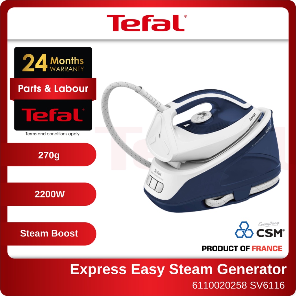 TEFAL SV6116 Express Easy Steam Generator Steamers Steam Iron Ceramic Soleplate 2200W 1.4L ...