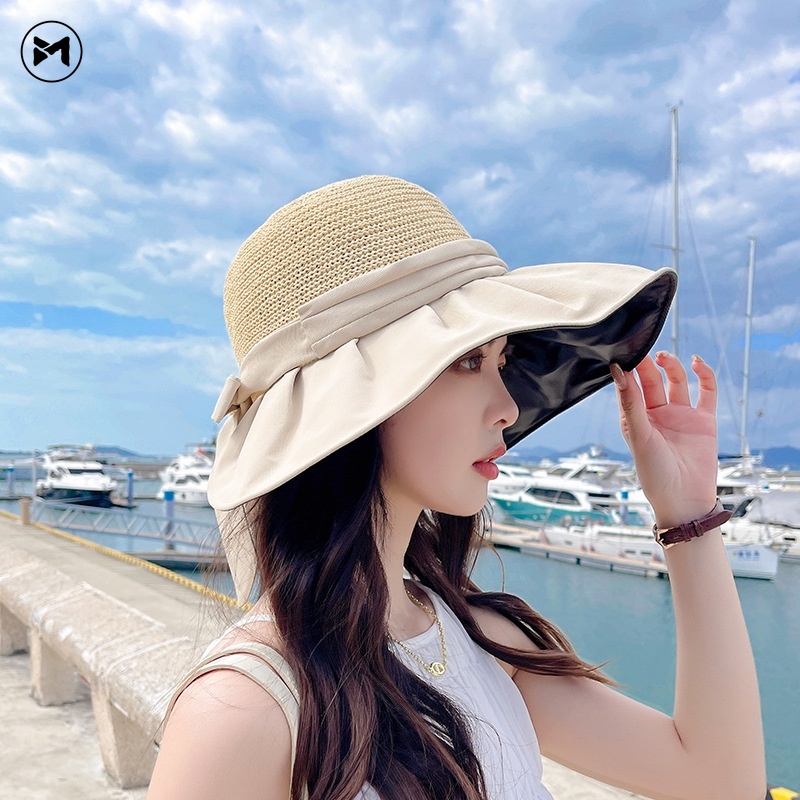 2022 Spring New Sunshade Hat Female Korean Fashion Black Glue Hollow ...