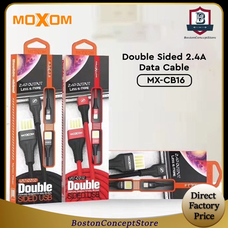 BOSTON Moxom MX-CB16 Double Sided 2.4A Micro USB / Lightnin IP/ Type-C ...