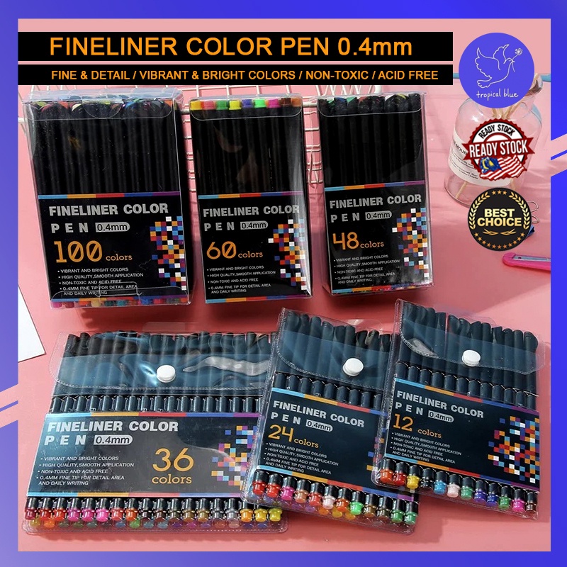 Tropical Blue Fineliner Color Pen Set 0.4mm Drawing Sketch Colored ...