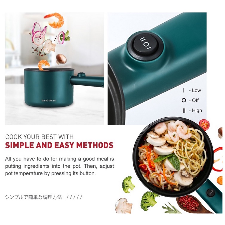 Pemasak Speed Cooker Mi, Ramen, Steamboat Pelbagai Fungsi Elektrik 1.8L ...