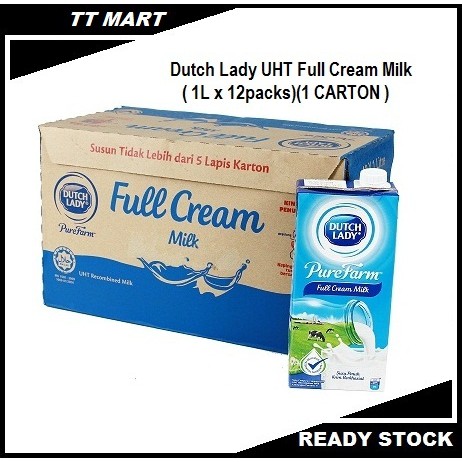 Dutch Lady UHT Full Cream Milk (1L x 12packs)(1 CARTON) | Shopee Malaysia