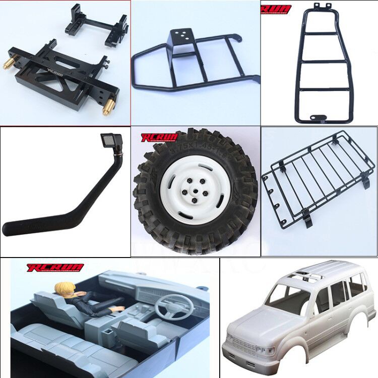 1/10 Scale LC80 Hard Body Mount Roof Rack Interior Tail Ladder Spare ...