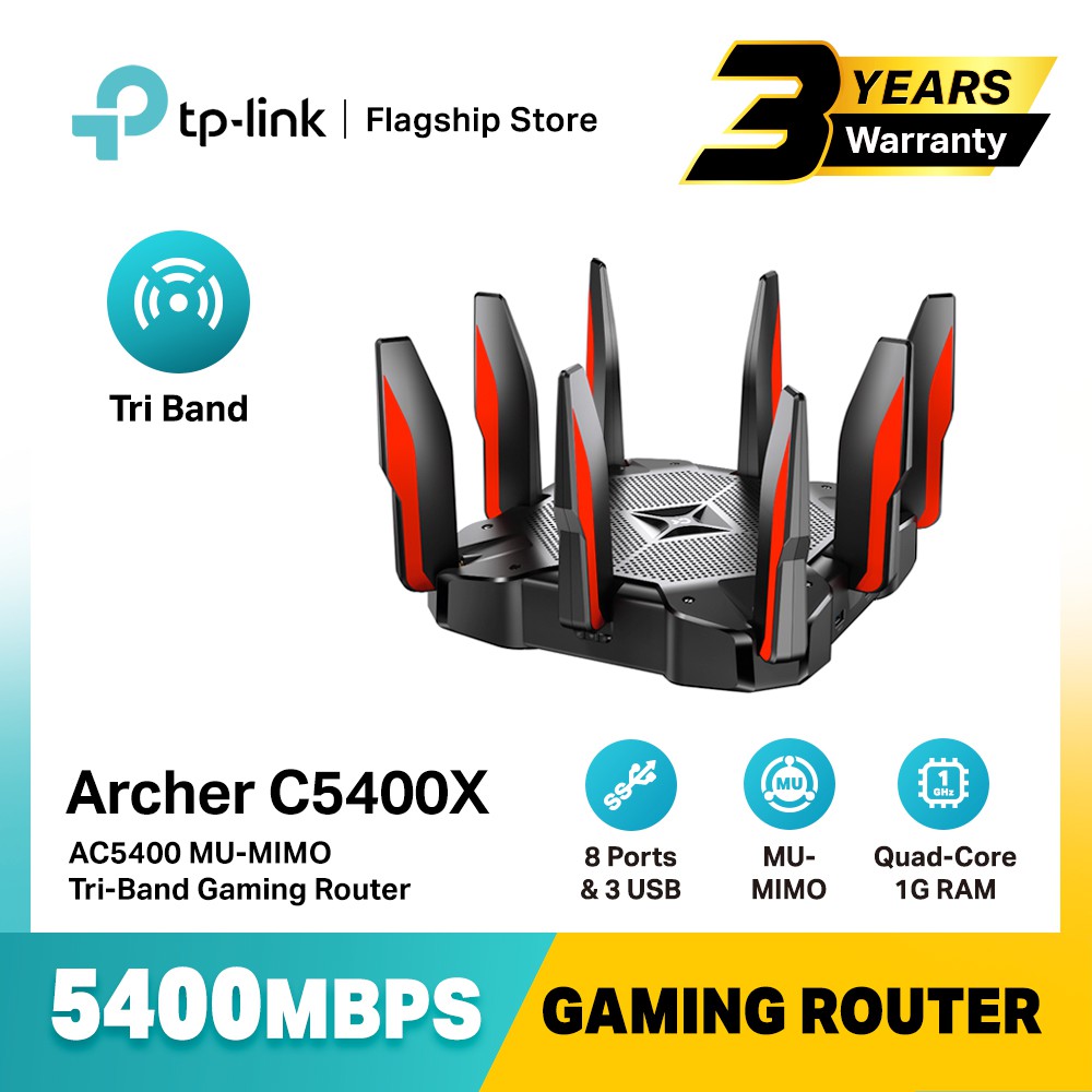 TP-Link Archer C5400X - AC5400 MU-MIMO Tri-Band Gaming Router | Shopee ...
