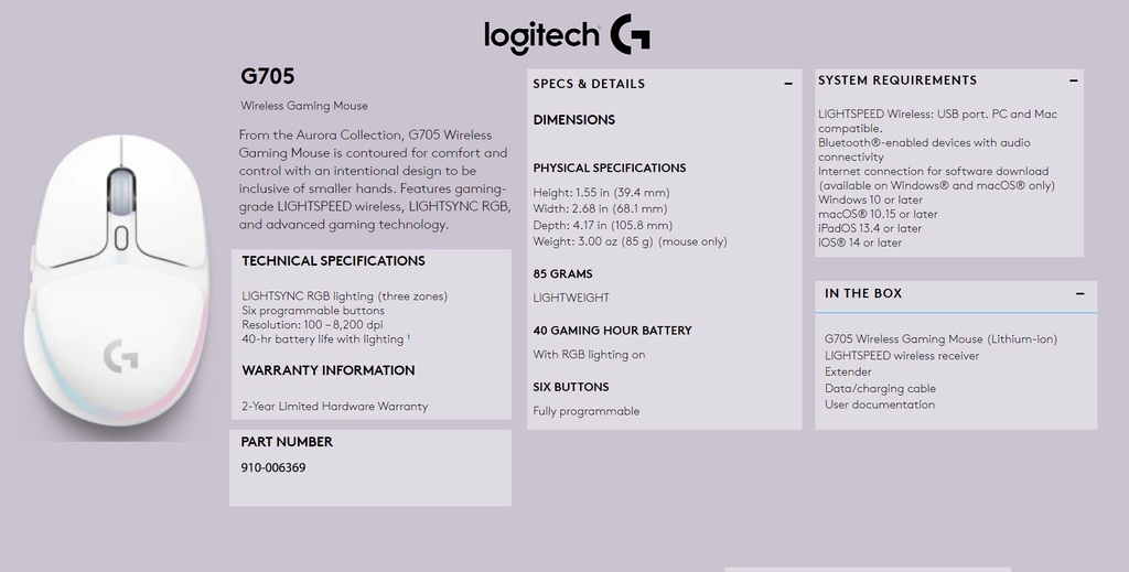 Logitech G705 Wireless Gaming Mouse | Shopee Malaysia