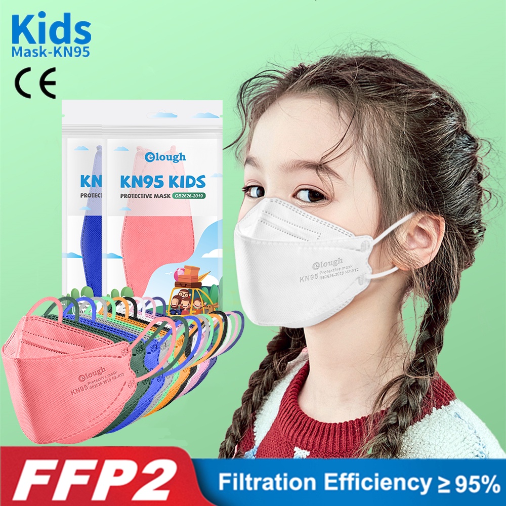 Elough 10-50Pcs KN95 Kids Mask 6-12 Years Old FFP2 Children Face Mask ...