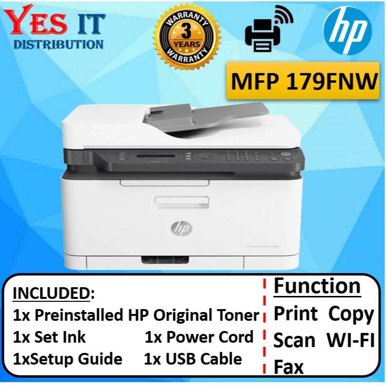 HP Color Laser Jet MFP 179FNW All-In-One Printer (PRINT,SCAN,COPY,FAX ...