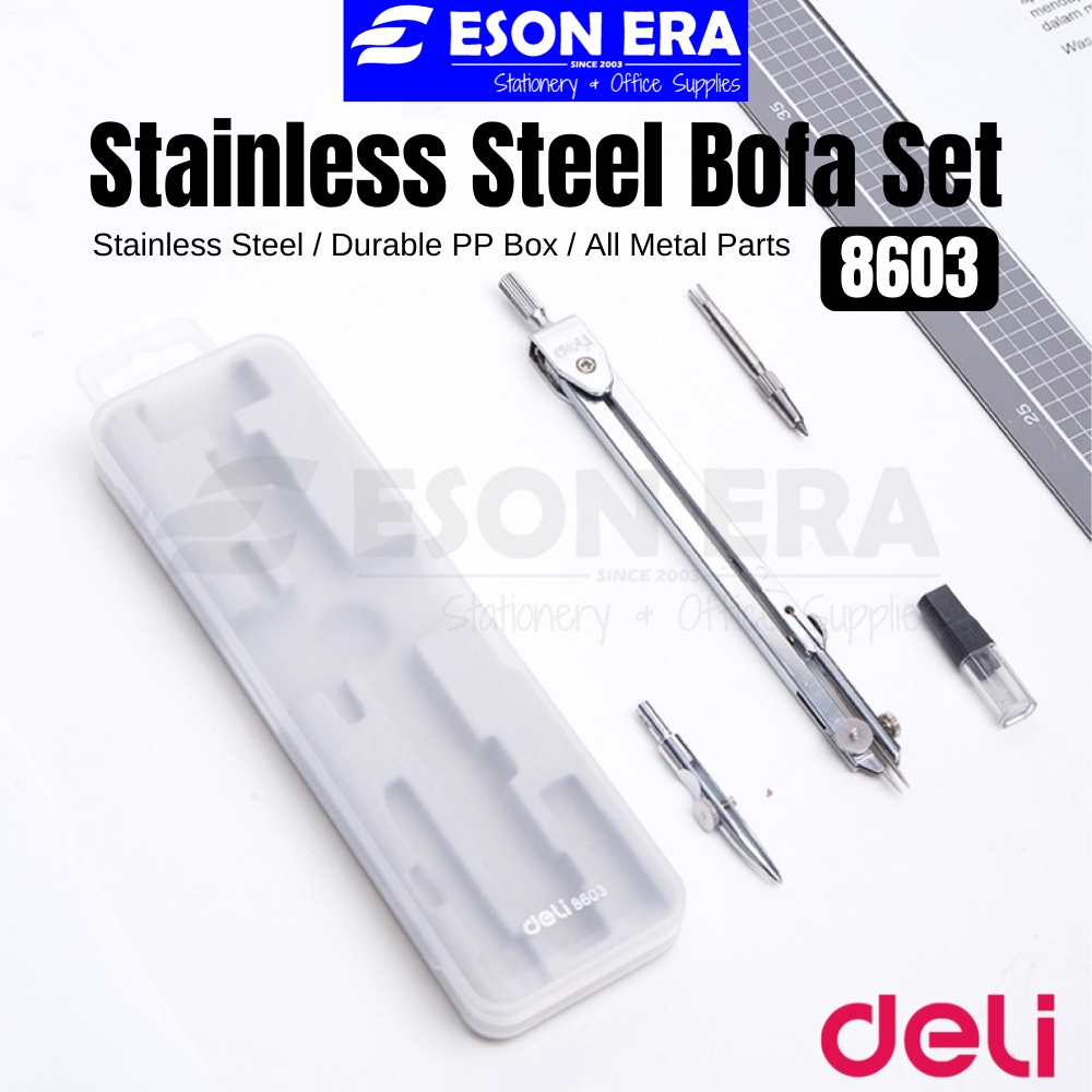 Deli Compass Bofa Set 8603 Stainless Steel Jangka Lukis Jangka Sudut ...