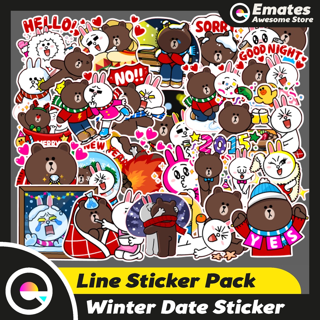 (24 Pcs) Cartoon Line Friends Winter Date Stickers aesthetic Stickers ...