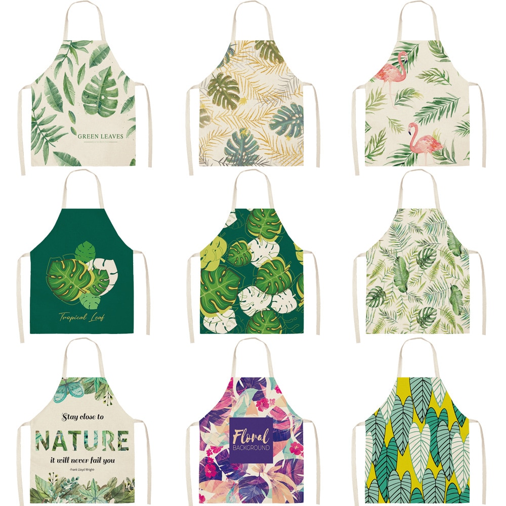 Tropical Plants Printed Women Kitchen Aprons Waterproof Cooking oil ...