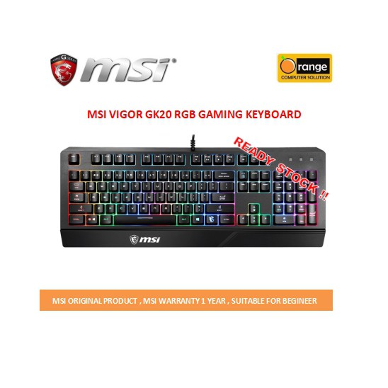 ORIGINAL MSI VIGOR GK20 GAMING RGB KEYBOARD | Shopee Malaysia