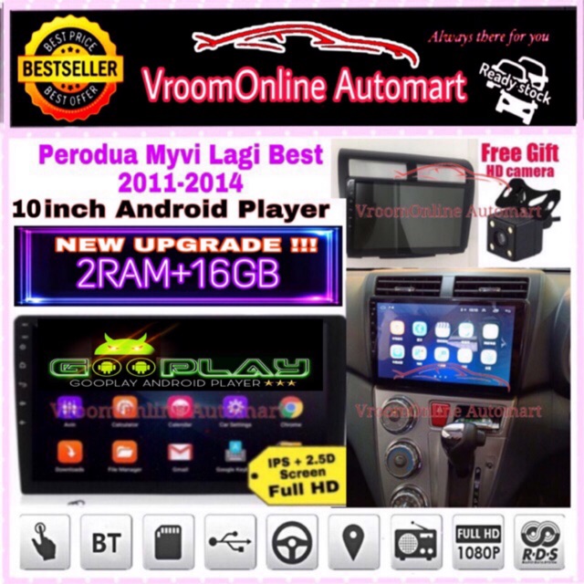 ANDROID PLAYER WITH PERODUA MYVI LAGI BEST 2011-2014 PLAYER CASING ...