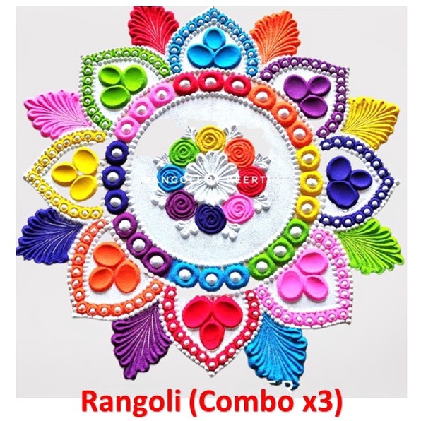 DEEPAVALI (COMBO X3) Rangoli Kolam Powder (10 colors) (FREE GIFT FOR ...