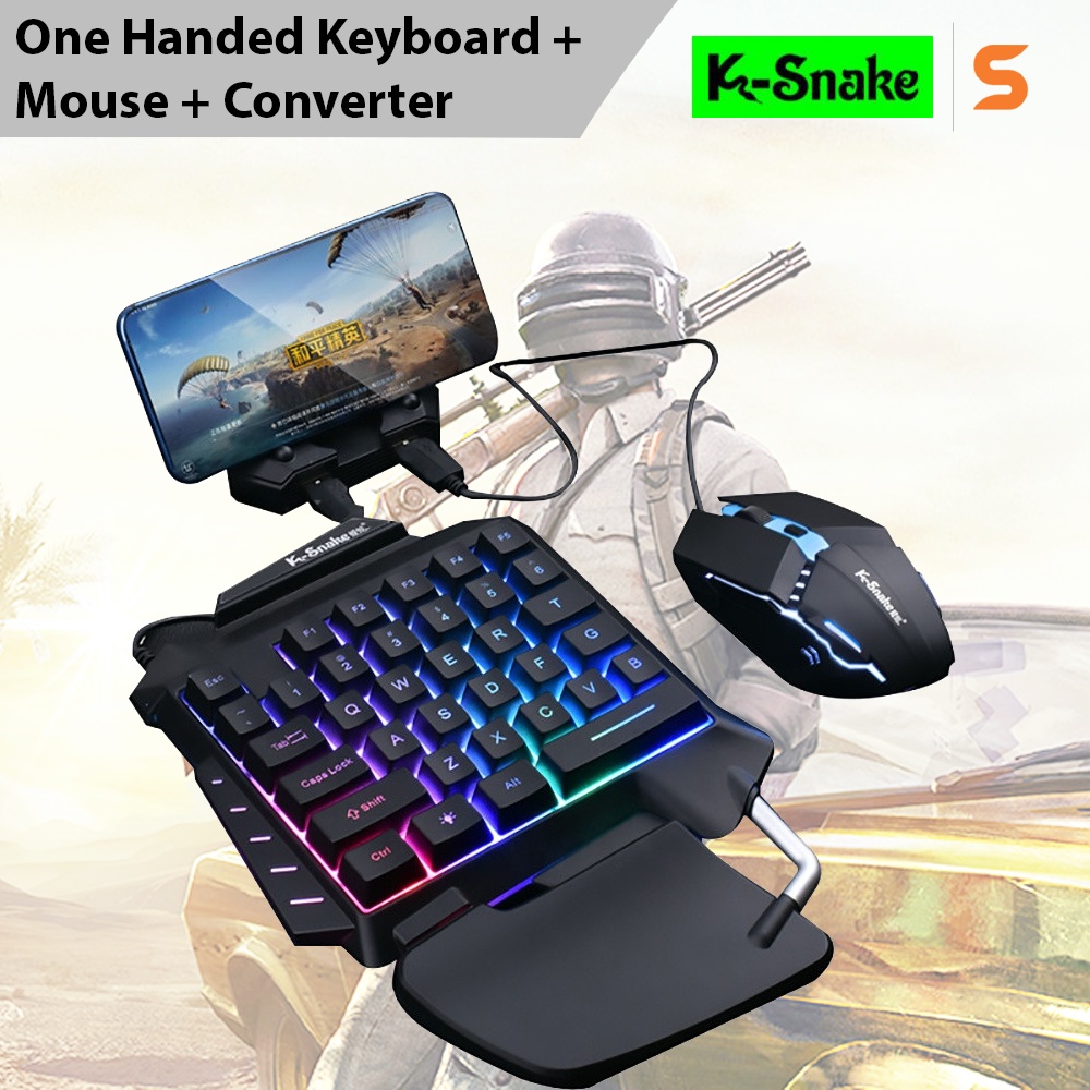K-Snake One Handed Keyboard + Mouse + Converter RGB Gaming Set | Shopee ...