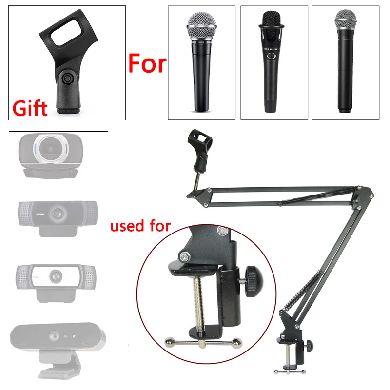Desktop Suspension Boom Arm Mic Stand Scissor Mount Clamp For Logitech ...