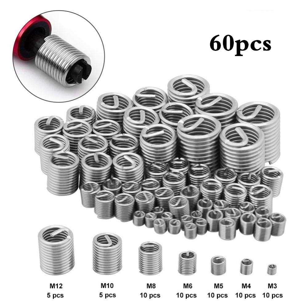 60Pcs Stainless Steel Wire Thread Insert Assortment Metric M3 M4 M5 M6 ...