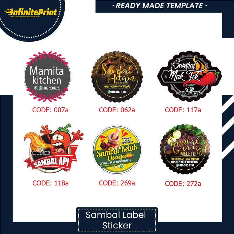 Sambal Food Sticker Label Product - Label 3cm / 4cm / 5cm / 6cm / 7cm ...