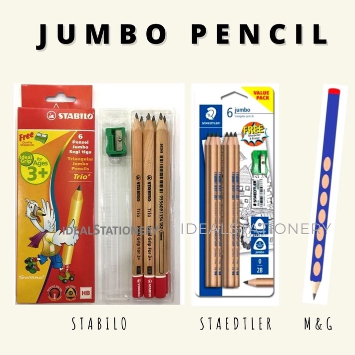 Stabilo/ M&G/ Steadtler Triangle Jumbo Pencil Design 2B | Shopee Malaysia