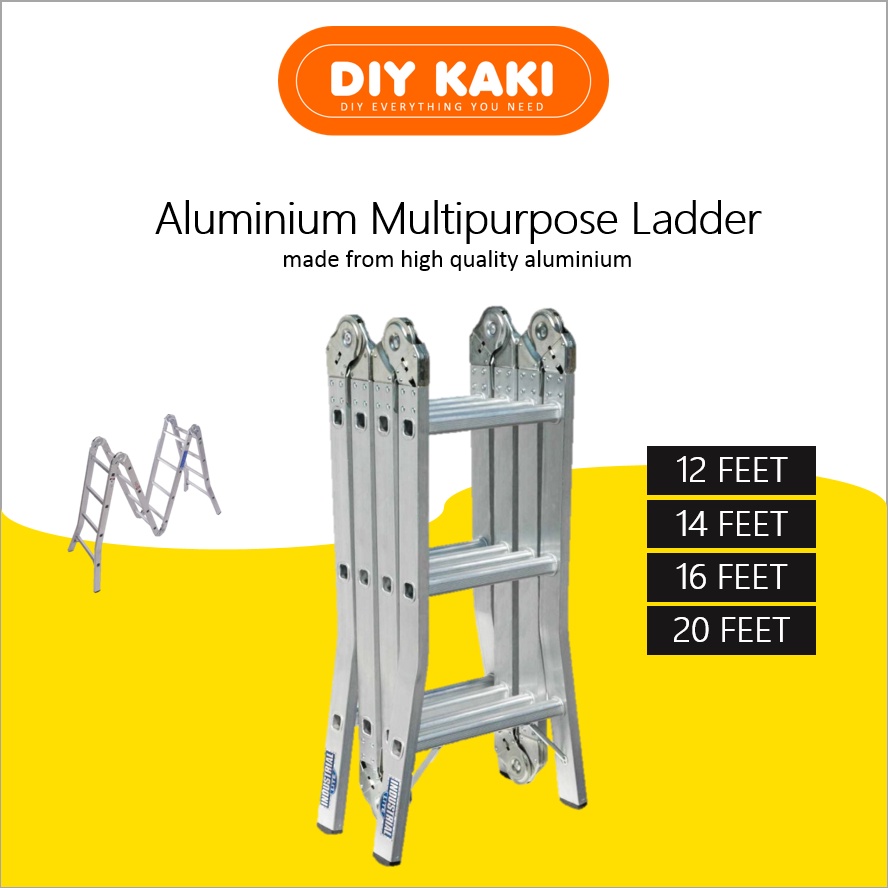 12 14 16 20 Steps Multipurpose Aluminium Foldable Ladder | Tangga ...