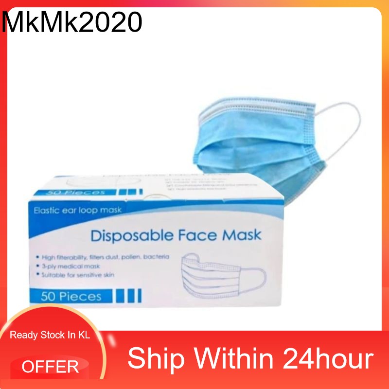Blue Mask Mask Biru 3Ply (50PCS) 3Ply Disposable Protective Face Mask ...