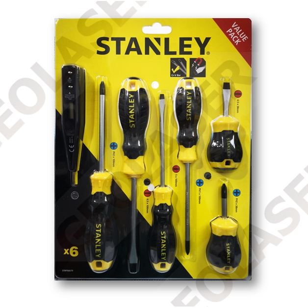 Stanley 6 Pieces Screwdriver Set with Bonus 250V AC/DC Test Pen ...