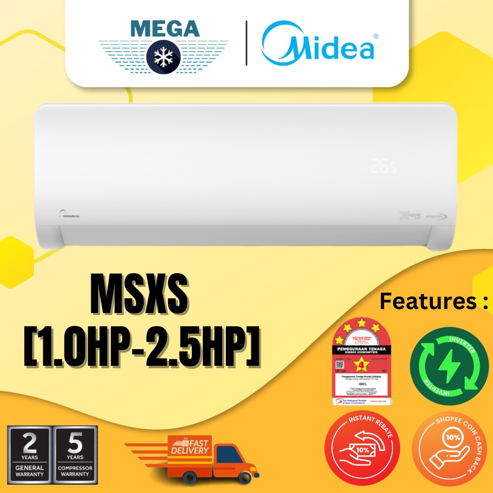 Midea Inverter Aircond R32 Xtreme Series [1.0HP - 2.5HP] - MSXS-CRDN8 | Shopee Malaysia