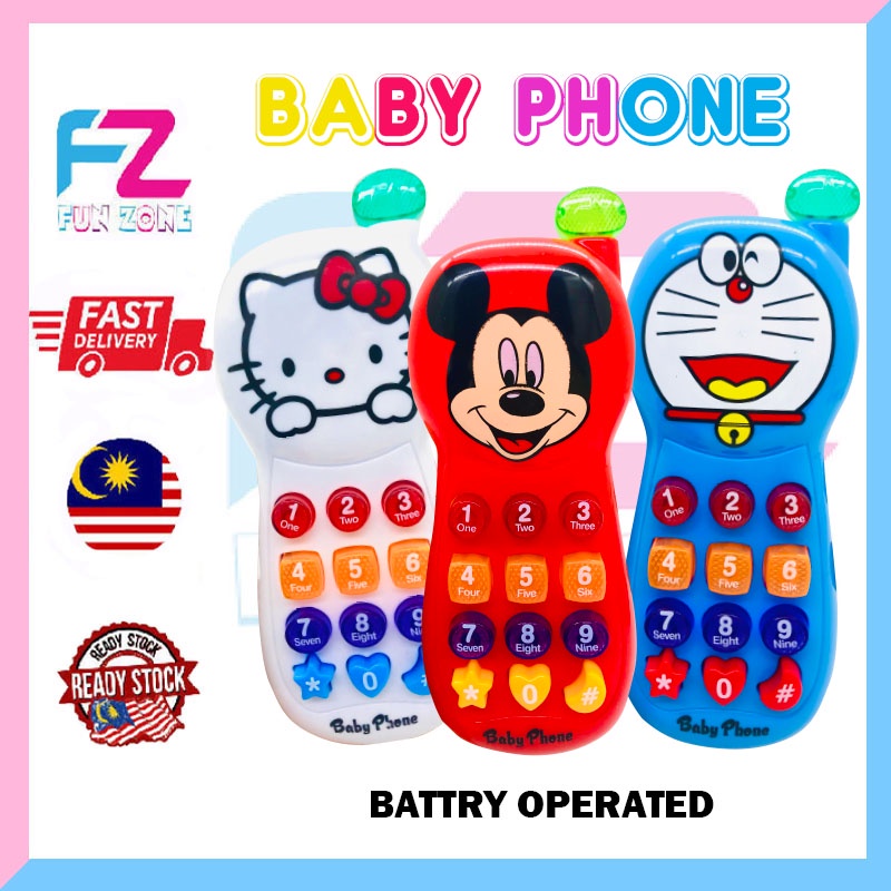 BABY BUTTON PHONE FOR KIDS WITH LIGHT AND MUSIC DORAEMONS MICKEYS AND H ...