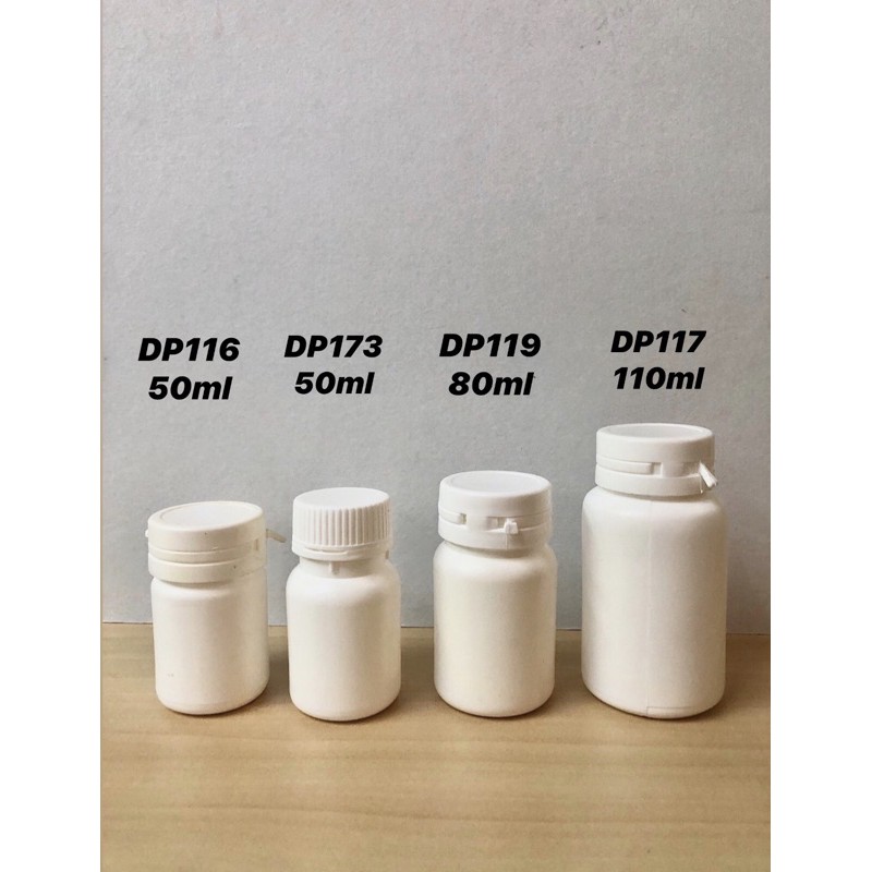 (50pcs/100pcs) Empty White Plastic Capsule Bottle 50ml/ 80ml/ 110ml ...