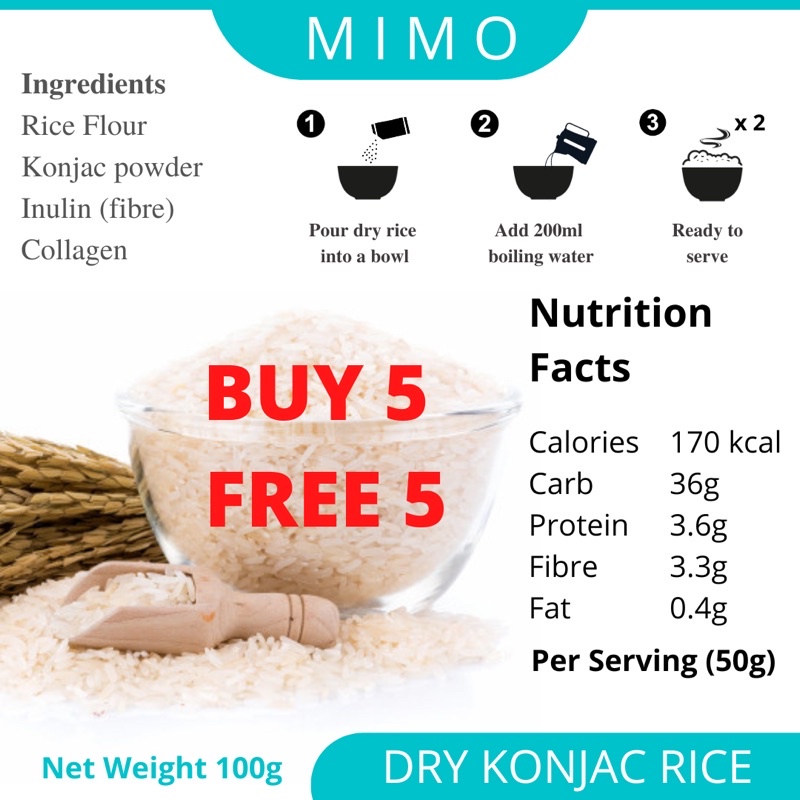 MIMO Instant Dry Konjac Rice Instant Rice Basmati White Rice Nasi Putih ...