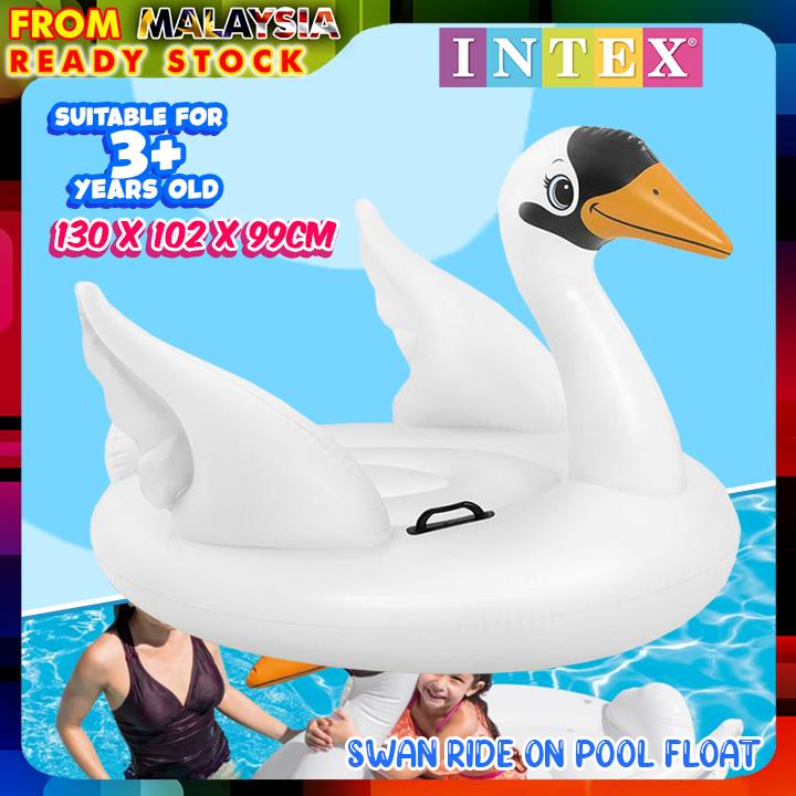 INTEX 57557 (NP44) Giant Swim Swan Ride-On Pool Float Inflatable Water ...