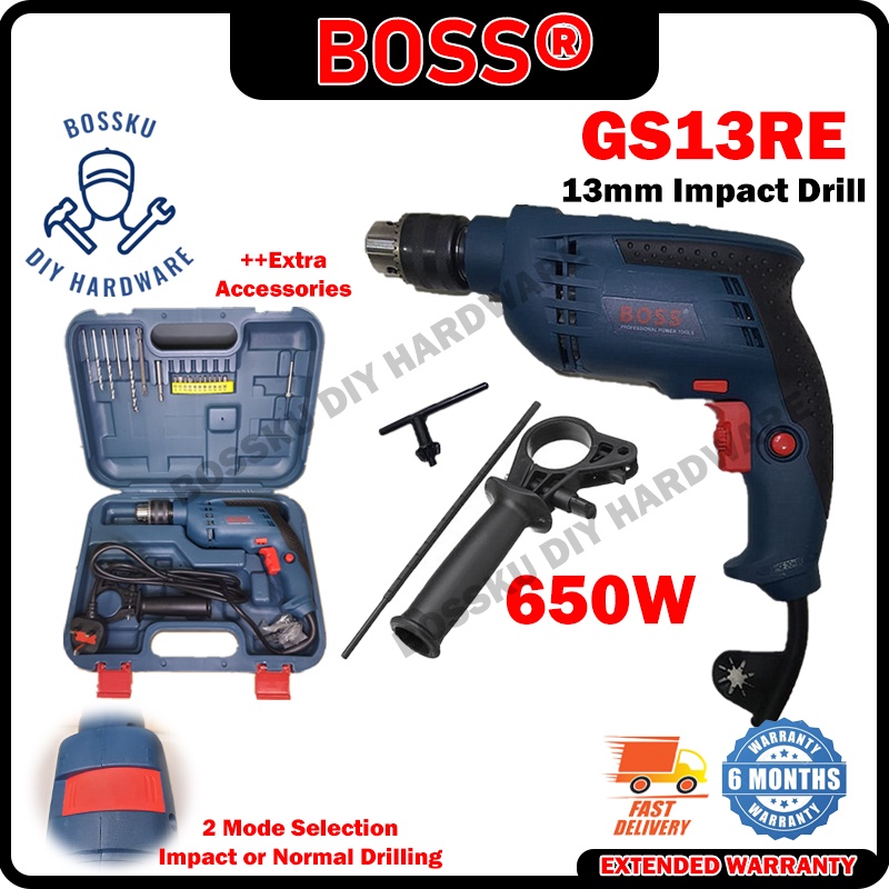BOSS Impact Drill 650w with 13mm Chuck Step Control Switch Extra ...