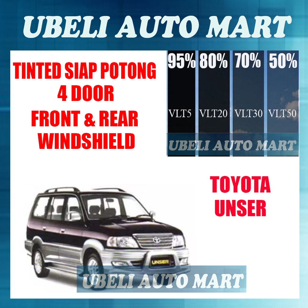 2PLY Toyota Unser 4 Pintu Siap Potong Tinted UV Hitam / Siap Potong ...