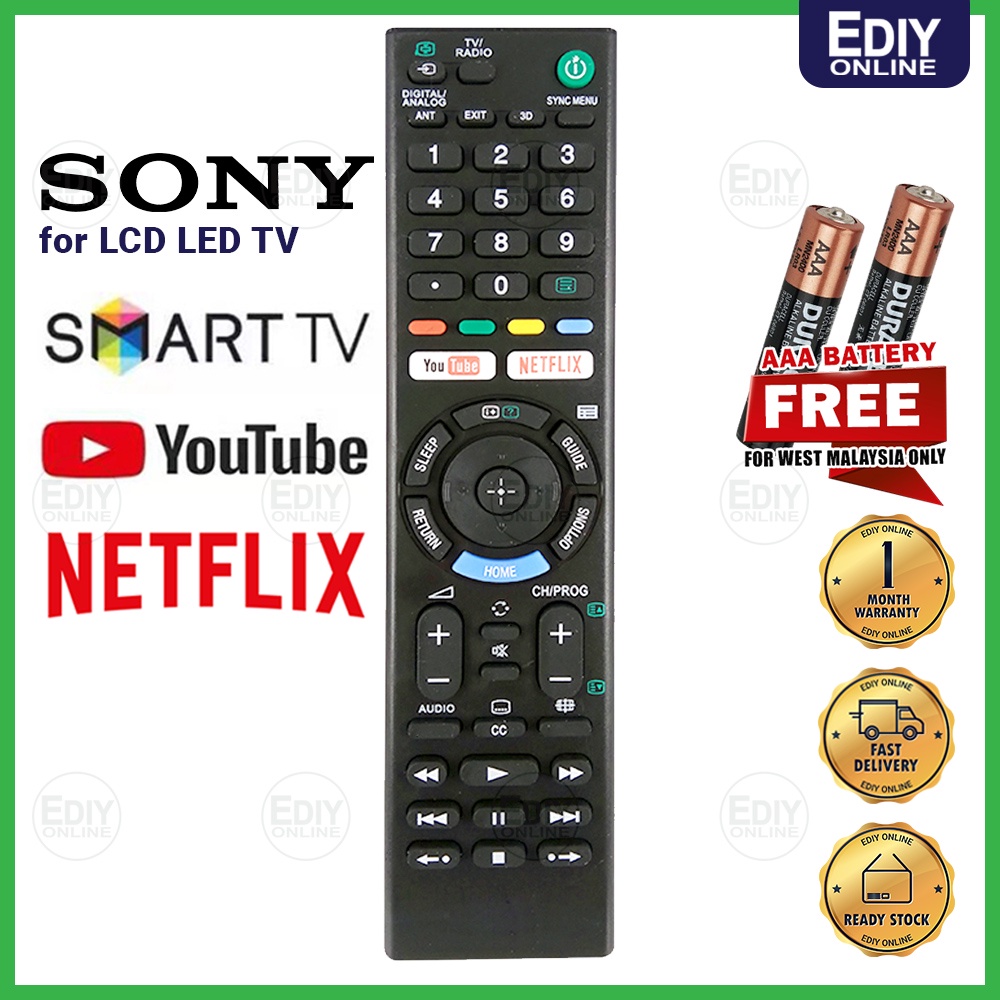 RM-L1370 L1370V UNIVERSAL SONY BRAVIA YOUTUBE NETFLIX LCD LED SMART TV REMOTE CONTROL RMT-TX300P ...