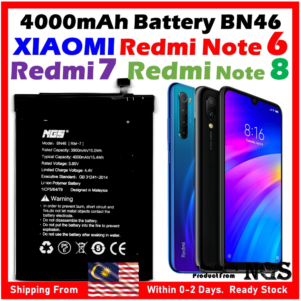 ORl NGS Brand 4000mAh Battery BN46 Compatible For XIAOMI Redmi Note 6 ...