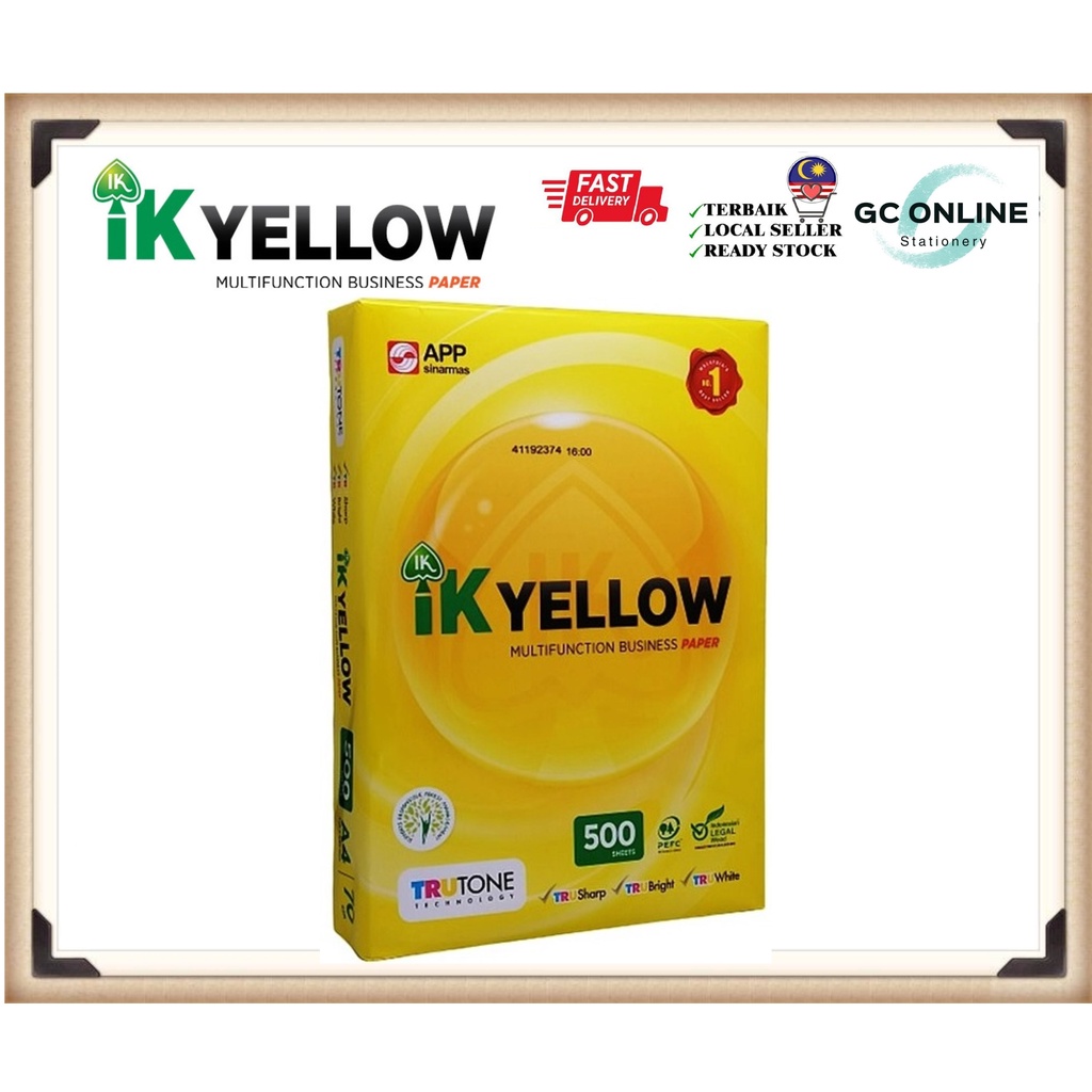 IK Yellow A4 Paper 450 Sheets / 500 Sheets 70Gsm / Kertas A4 450 Helai / 500 Helai 70Gsm ...