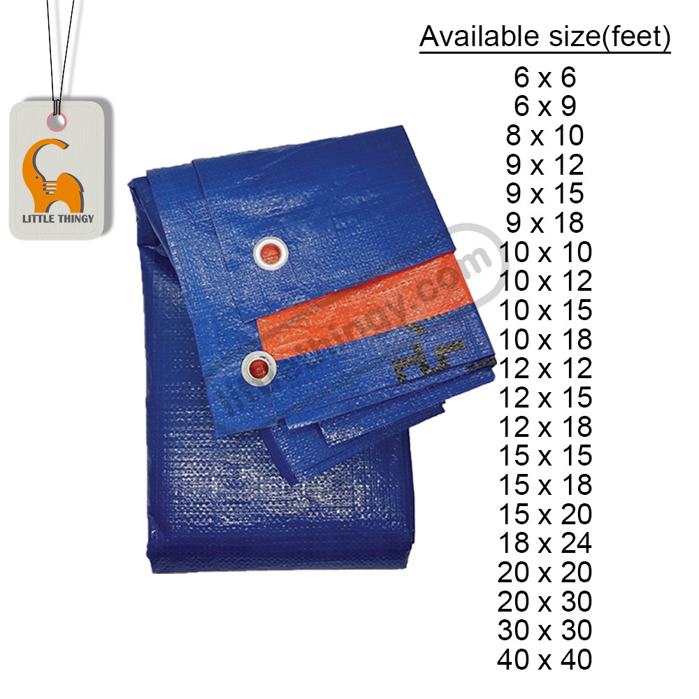40ft x 40ft Canvas Blue Orange Canvas Waterproof PE Tarpaulin Sheet ...