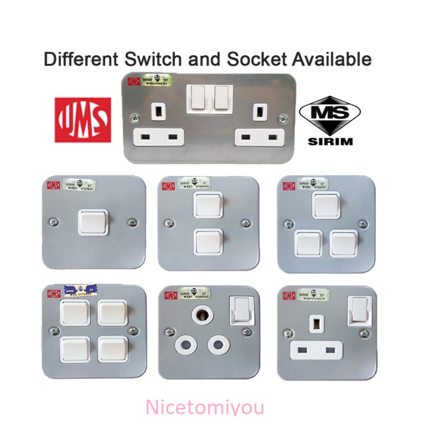 UMS Metal Clad 1G 2G 3G 4G 1G 2 Way 13A 15A Metalclad Switch with SIRIM ...