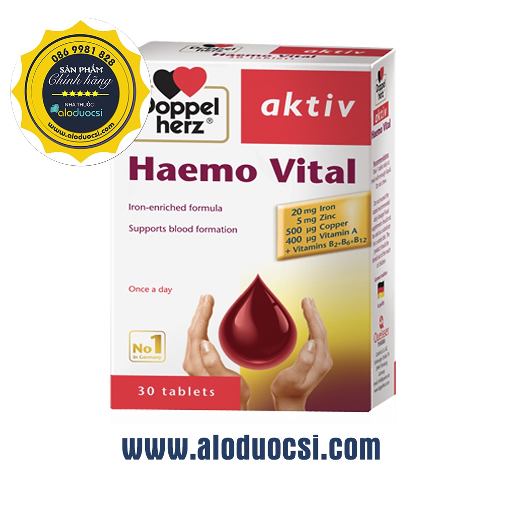 Iron and vitamin DoppelHerz Aktiv Haemo Vital Supplements (Box Of 30 ...