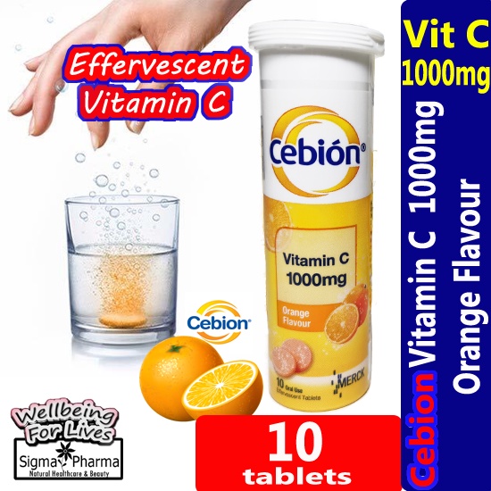 Cebion Effervescent Vitamin C 1000mg Orange Flavour 10 tablets (EXP ...