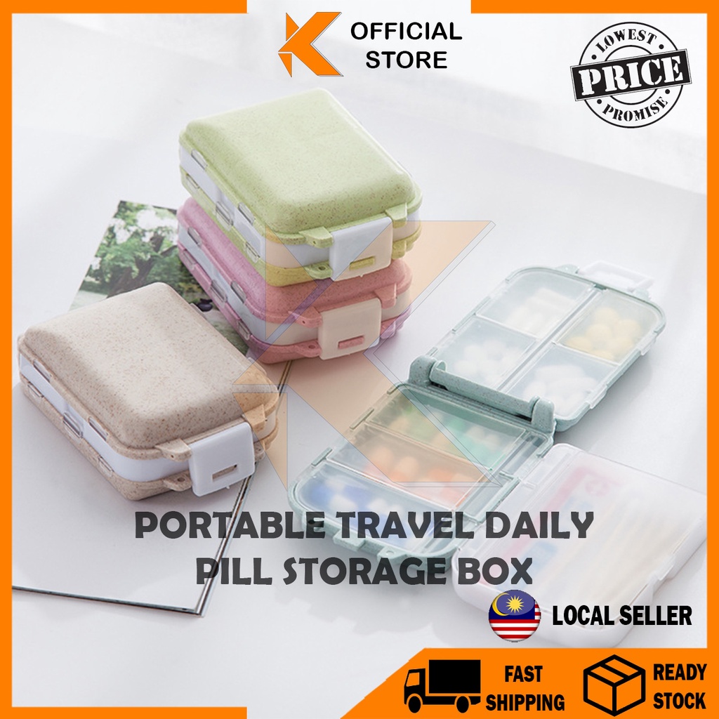 【K-Home】Mini Daily Medicine Pill Storage Box Brooch Jewelry Travel Pin ...