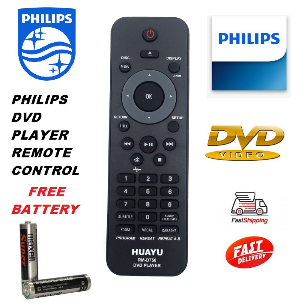 PHILIPS DVD REMOTE CONTROL REPLACEMENT HUAYU (RM-D750) | Shopee Malaysia